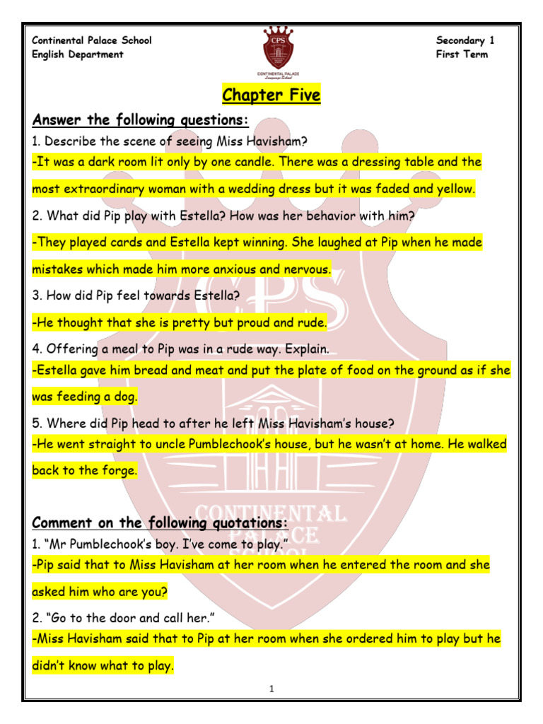 Great Expectations Chapter 5 | PDF