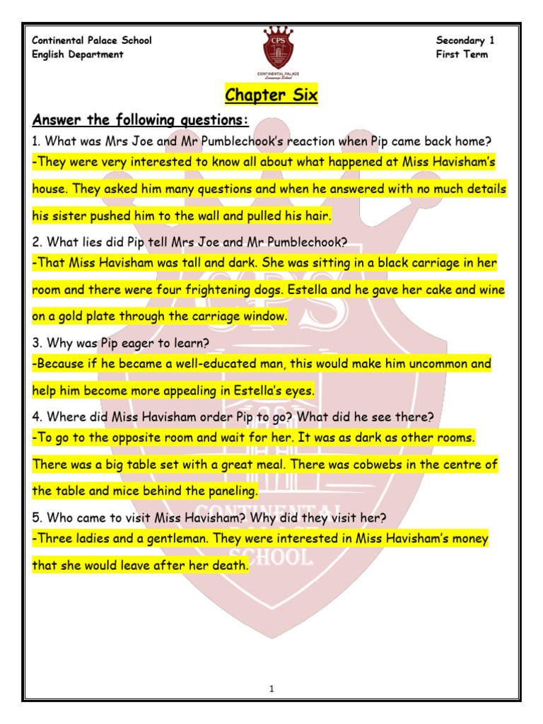 Great Expectations Chapter 6 | PDF