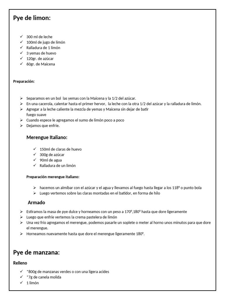 Recetas de Pye y Tartas | PDF | Merengue | lactoso
