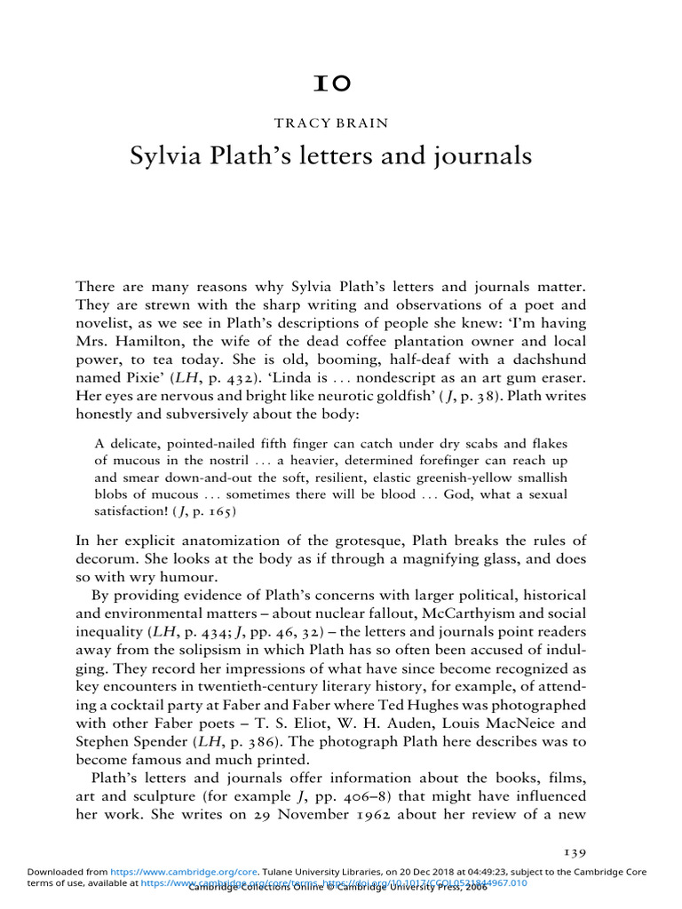 Sylvia Plath's Letters and Journals | PDF | Sylvia Plath