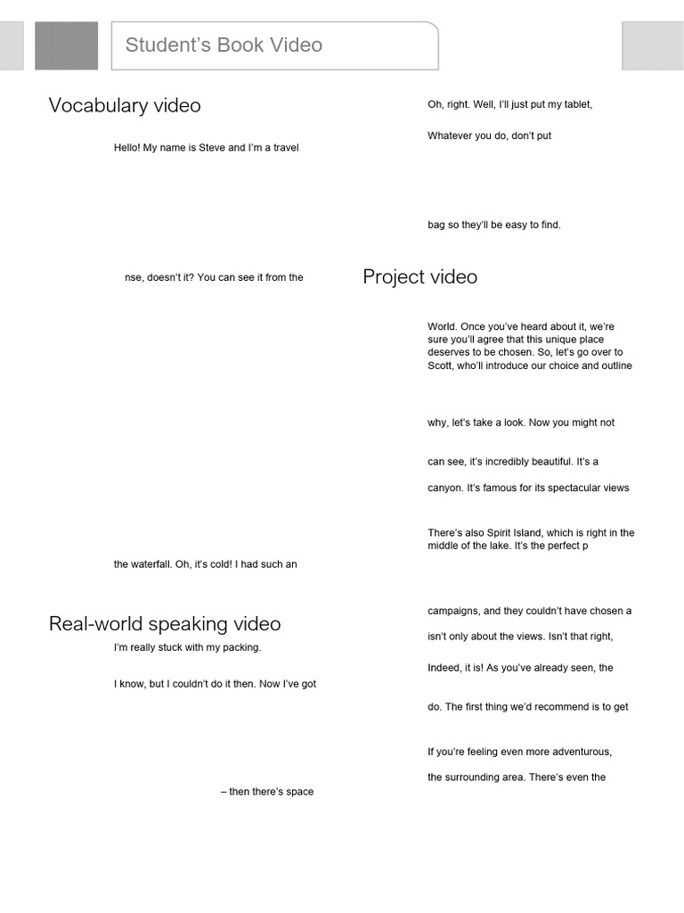 GIAE_L5_U4_Student Book_Video script | PDF