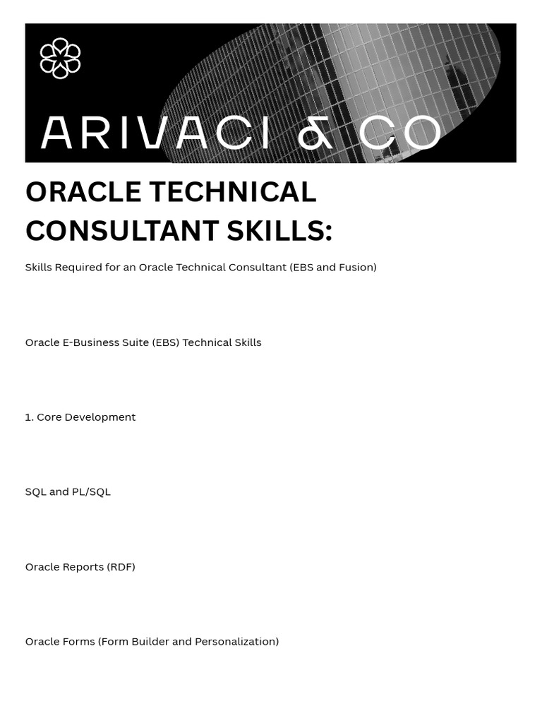 Oracle Technical Consultant Skills | PDF | Oracle Corporation | Cloud ...
