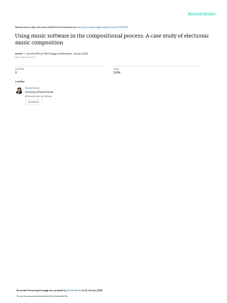 Using Music Software in The Compositional Process A Case Study of ...