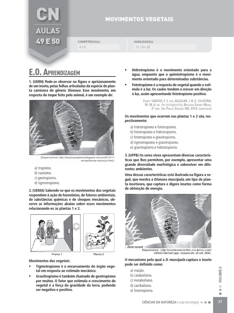 Vol6 Biologia 1 Aulas 49e50 EO | PDF | Auxinas | Plantas
