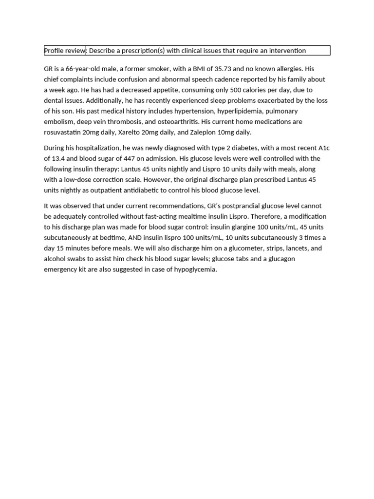 Prescription Review for Diabetes Management | PDF