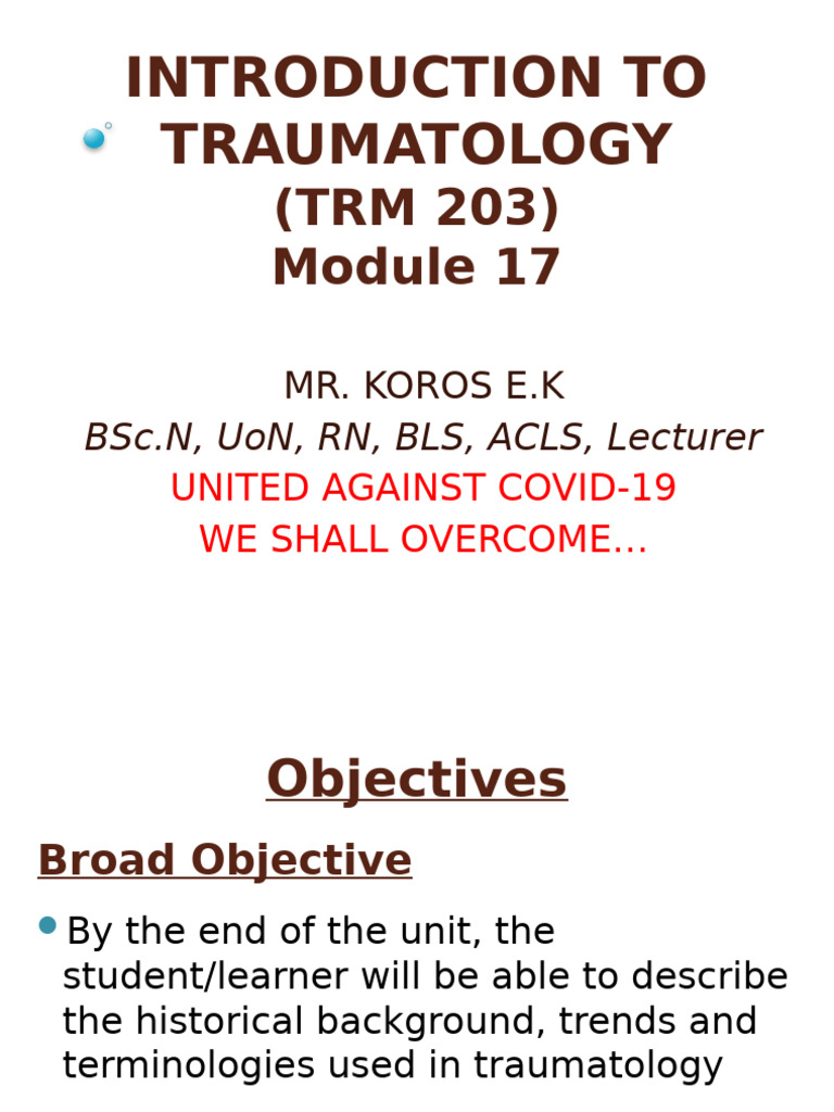 Introduction to Traumatology Concepts | PDF | Bone | Traumatology