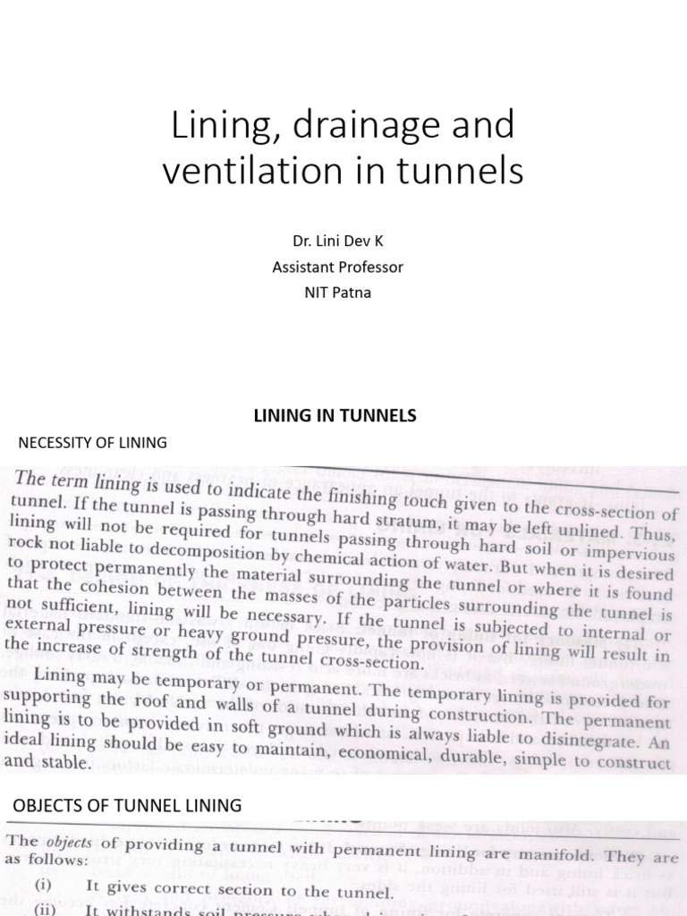 Lining Drainage and Ventilation in Tunnels | PDF