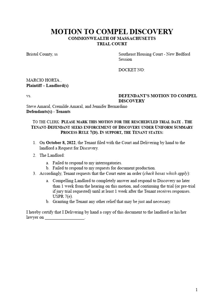 Compel Discovery Sample | PDF