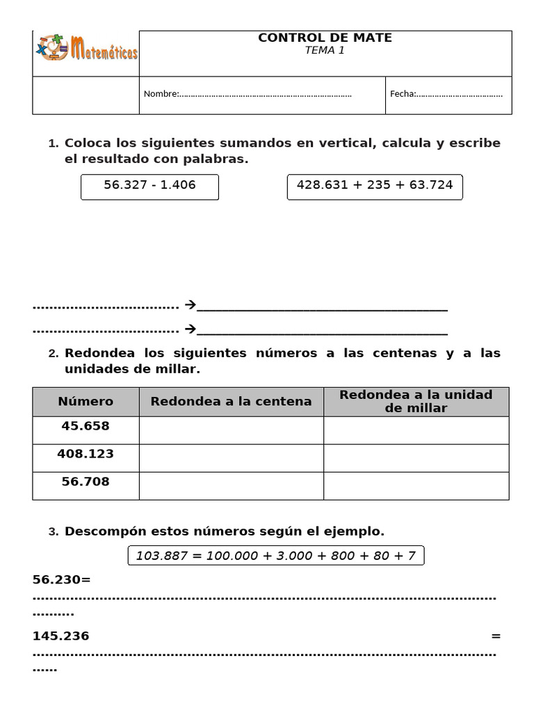 Control Mate T1 | PDF | División (Matemáticas) | Matemáticas