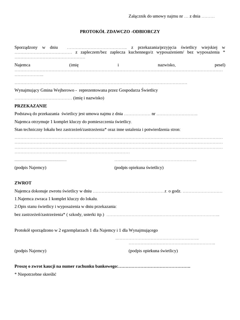 Protokol Zdawczo Odbiorczy | PDF