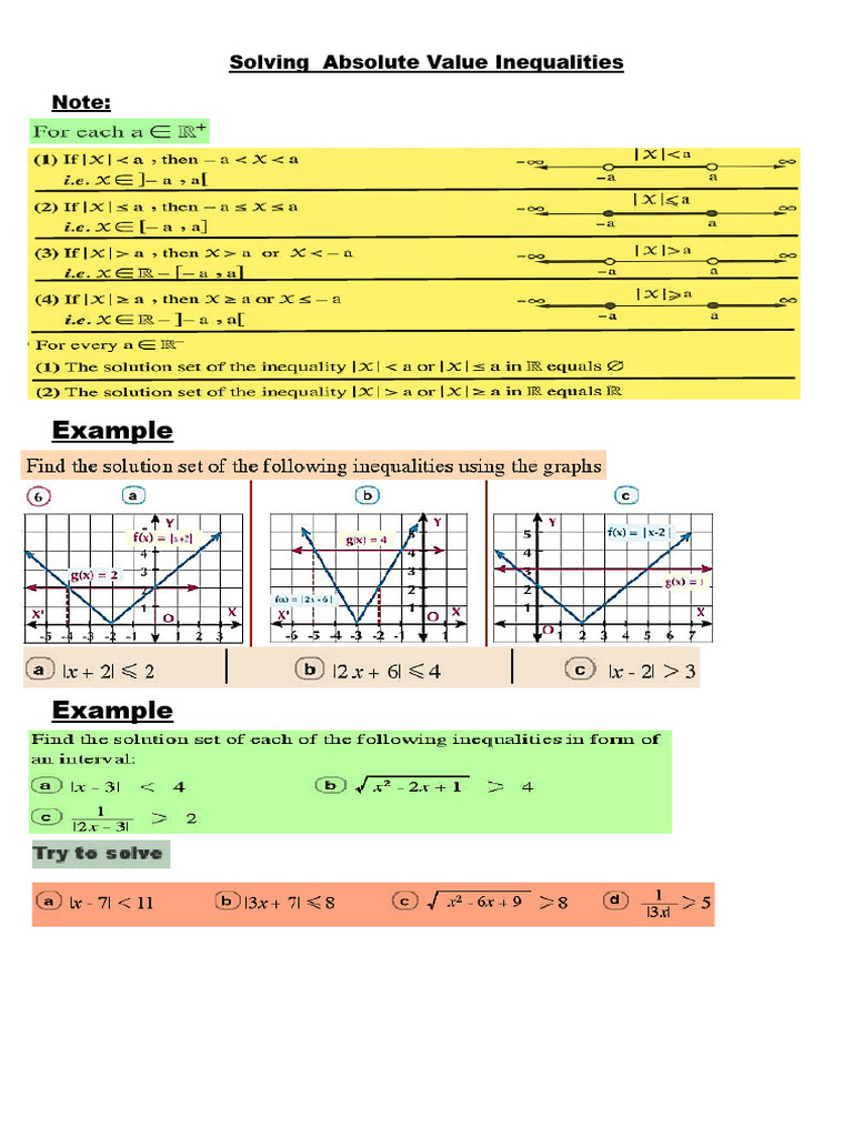 Solving Absolute Value Inequalities | PDF