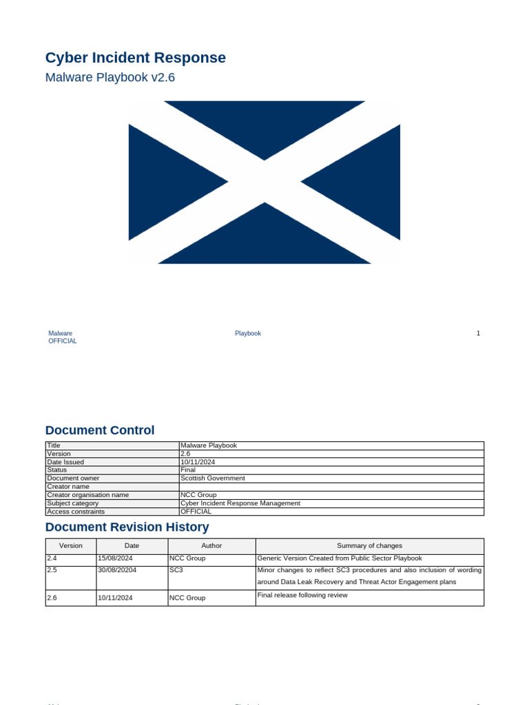 Cyber Incident Response: Malware Playbook v2.6 | PDF | Malware ...