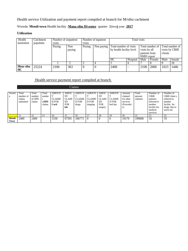 IFH Claim Form Summary Report | PDF | Patient | Health Sciences
