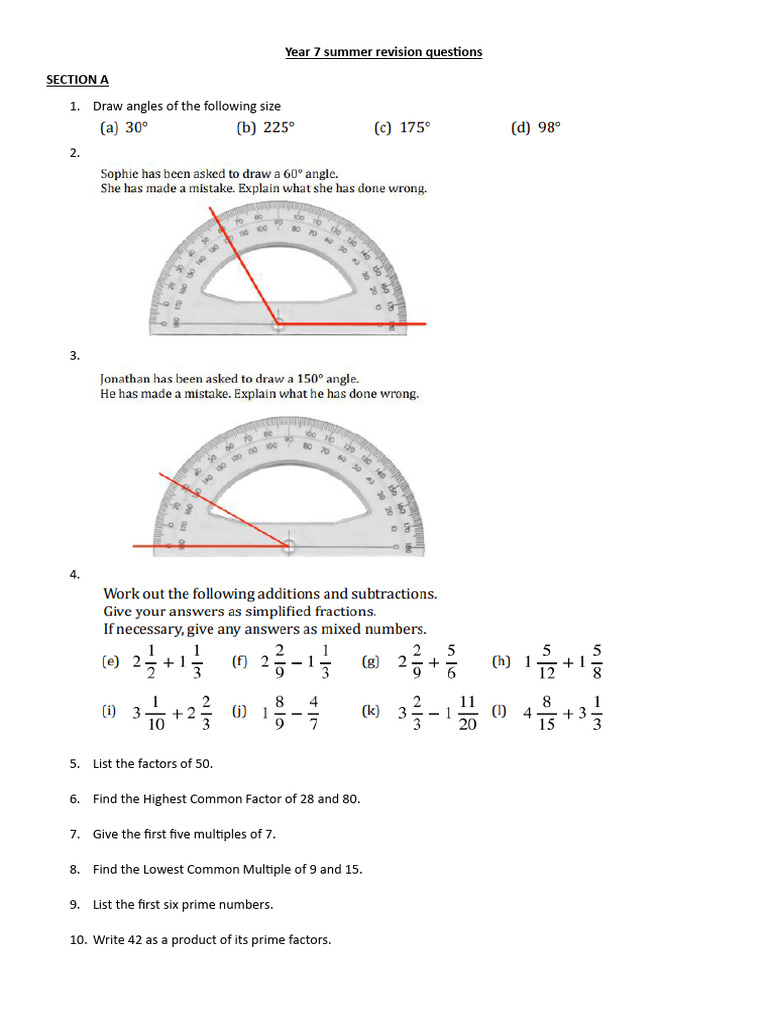 Summer revision questions 2024 | PDF