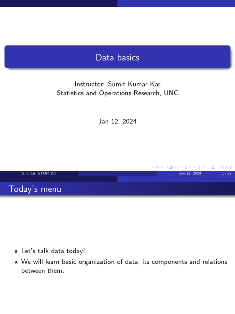 UNC STOR 155 Lec 1 Jan 12, 2024 | PDF | Categorical Variable | Causality