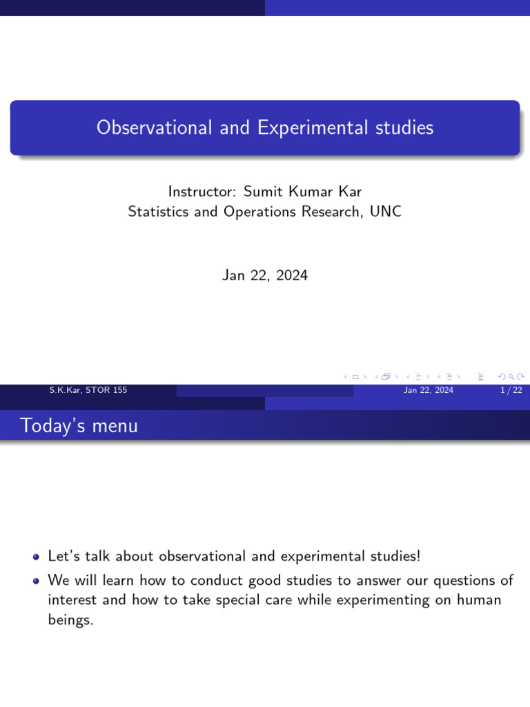 UNC STOR 155 Lec 3 Jan 22, 2024 | PDF | Experiment | Causality