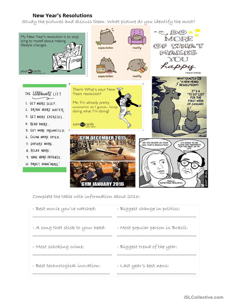 New Year's Eve Resolution Sheet | PDF