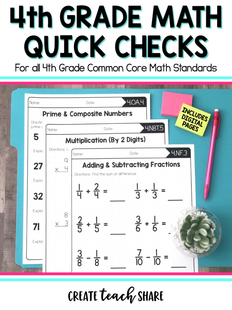 MathQuickChecks4thGradeMathReviewWorksheetsPrintDigital-1 | PDF ...