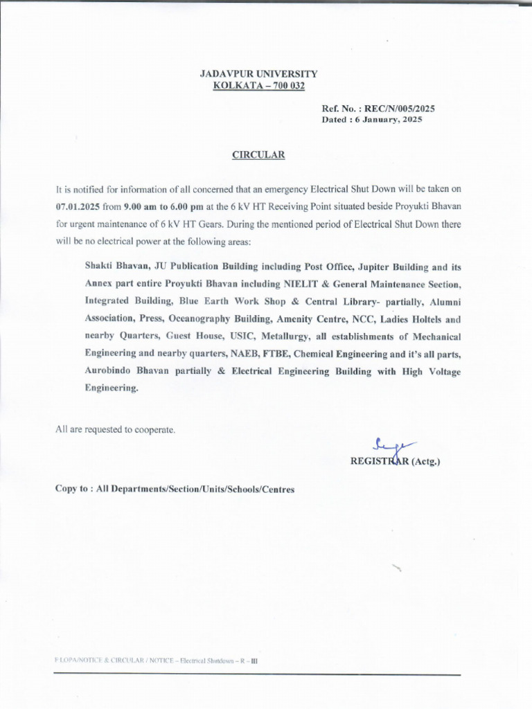 NOTICE Electrical Shutdown | PDF