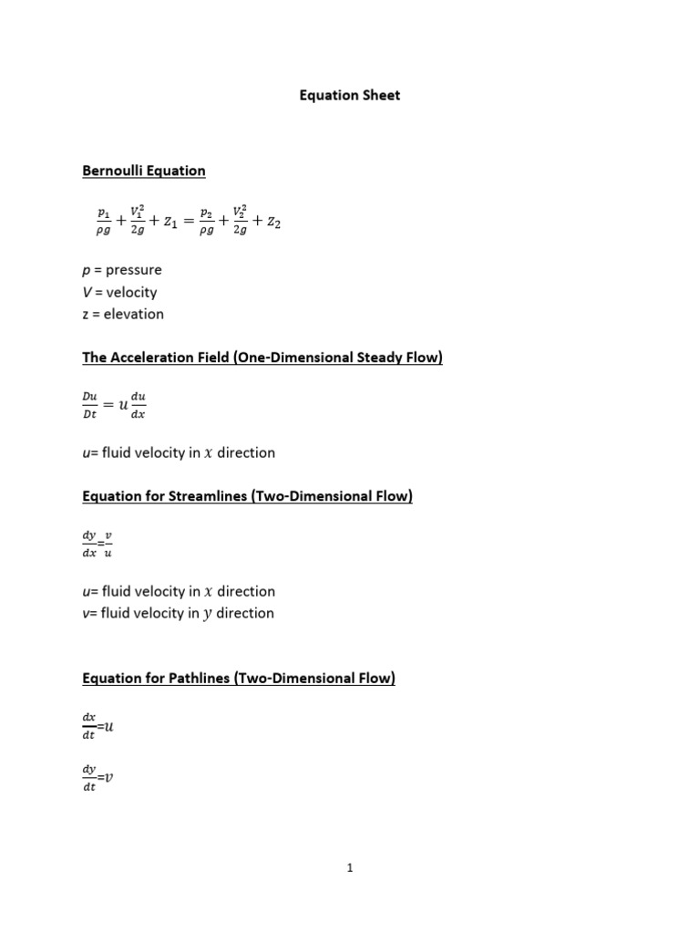 EM331 - Exam 3 Equation Sheet | PDF