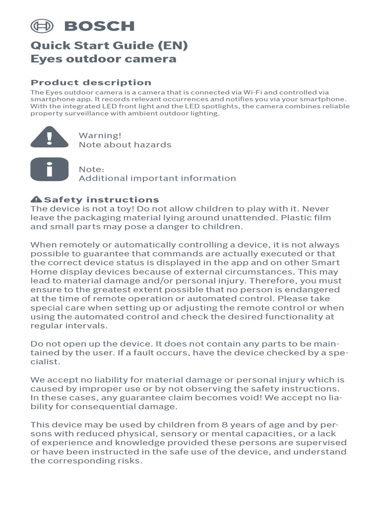 Bosh Eyes Quick Start Guide | PDF | Wi Fi | Mains Electricity
