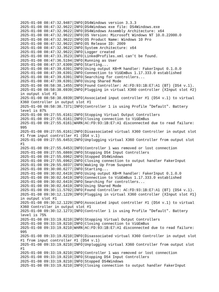 ds4windows_log_20250109.0 | PDF | Xbox 360 | Microsoft