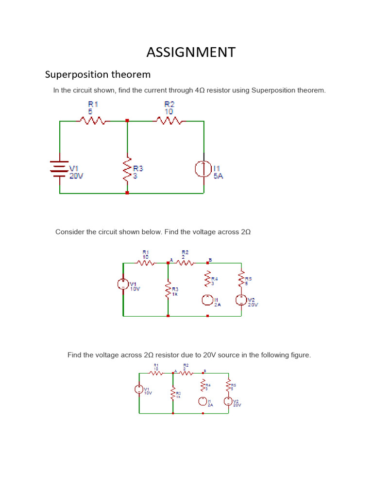 Superposition Theorem Circuit Problems | PDF