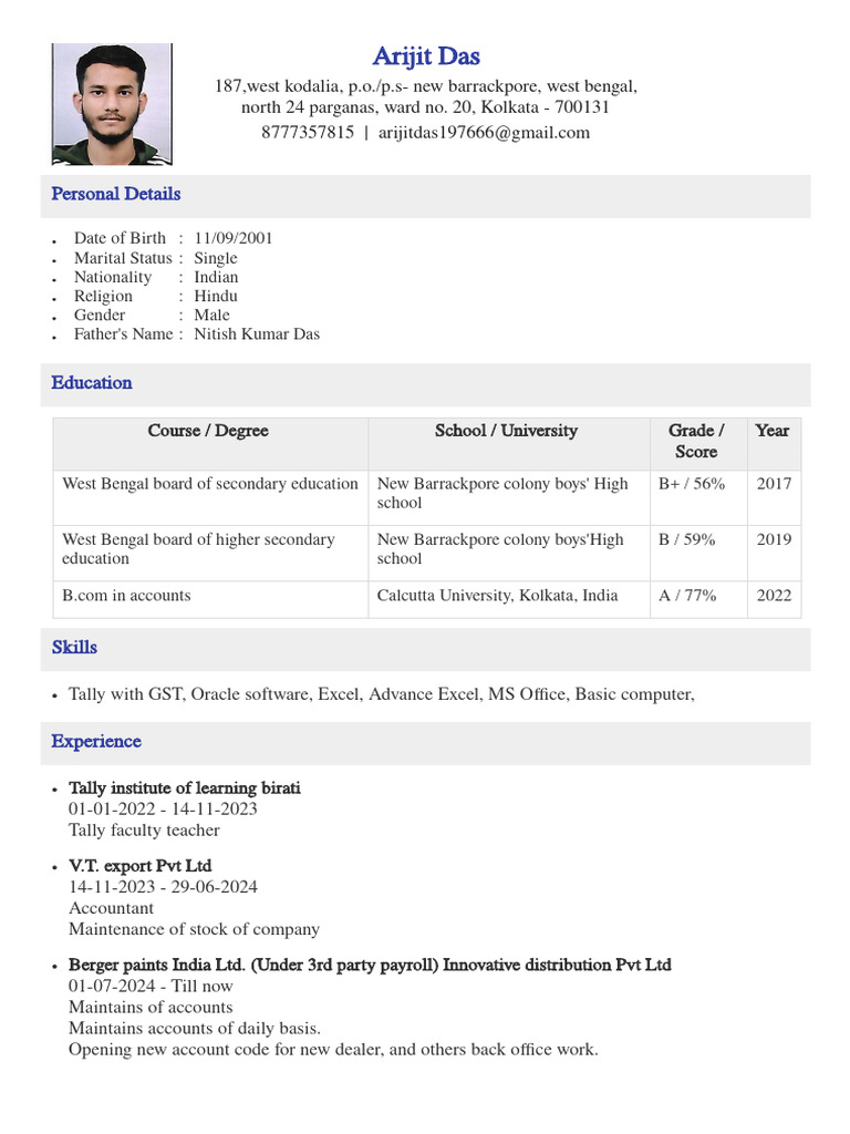 Arijit Das CV | PDF