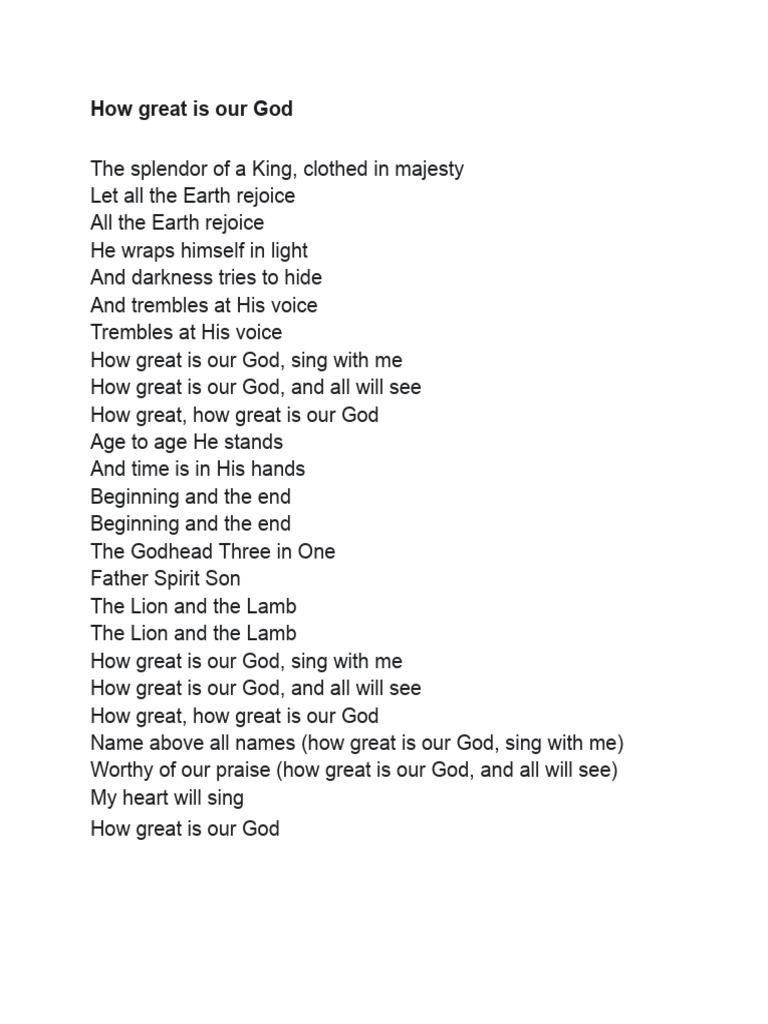How Great Is Our God | PDF