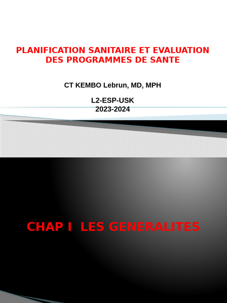 Planification Sanitaire et évaluation-ESP_L2 USK_KEMBO | PDF | Planification | Analyse SWOT