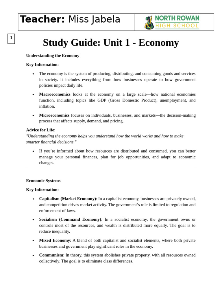 Study Guide Economics | PDF | Economies | Consumerism