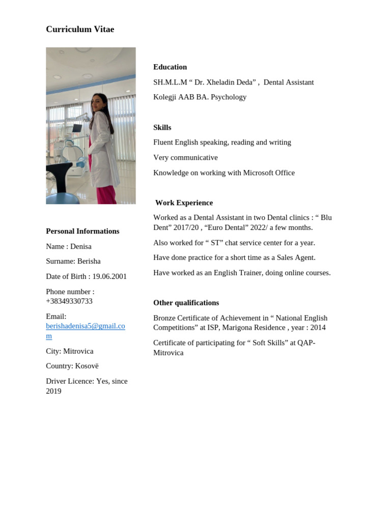 Denisa Berisha's Professional CV | PDF