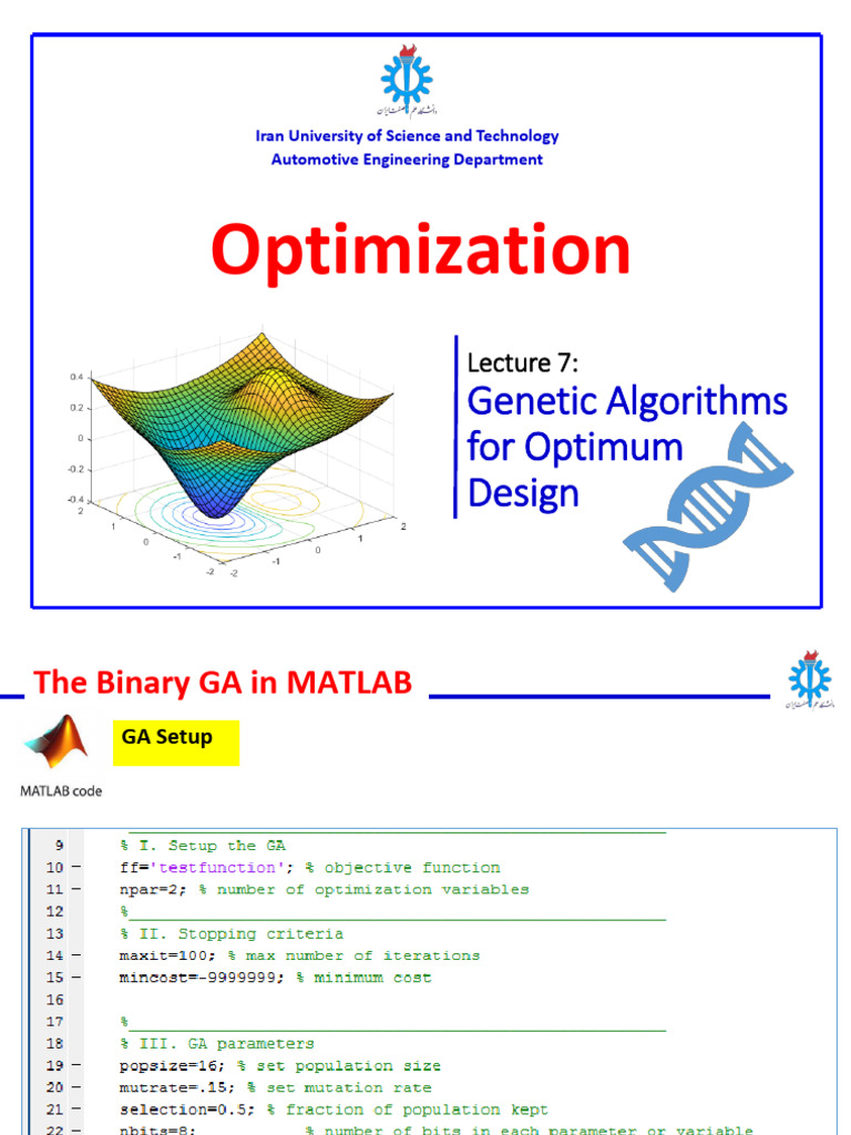Lecture 4.3 Genetic Algorithms For Optimum Design | PDF | Genetic Algorithm | Evolutionary Biology