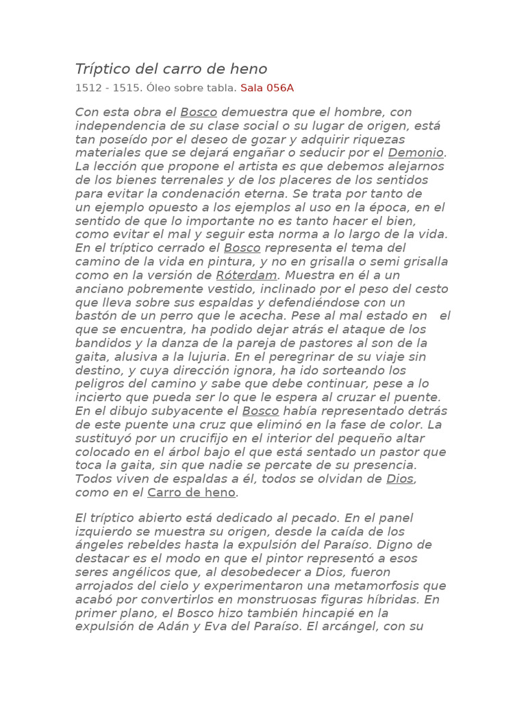 Análisis del Tríptico del Carro de Heno | PDF
