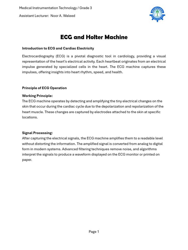 ECG&Holter | PDF | Electrocardiography | Amplifier