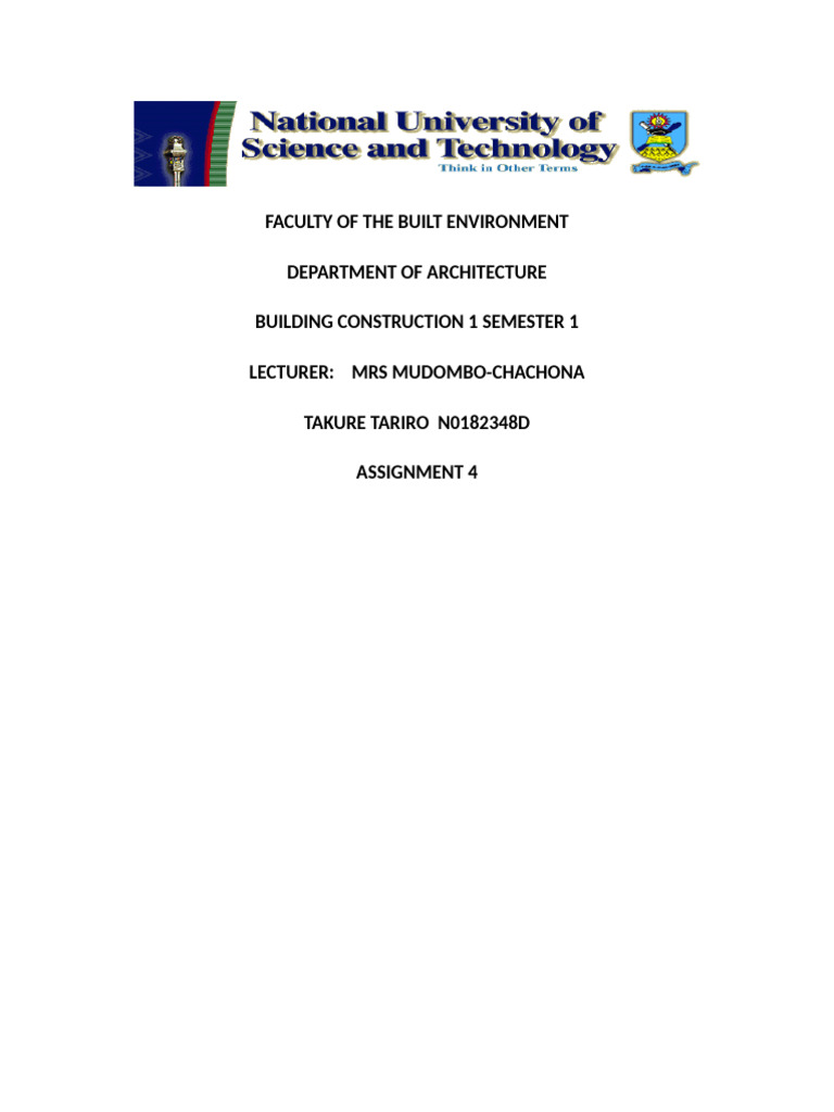 Takure Tariro M. BC ASSIGNMENT 4 | PDF | Roof | Building Insulation