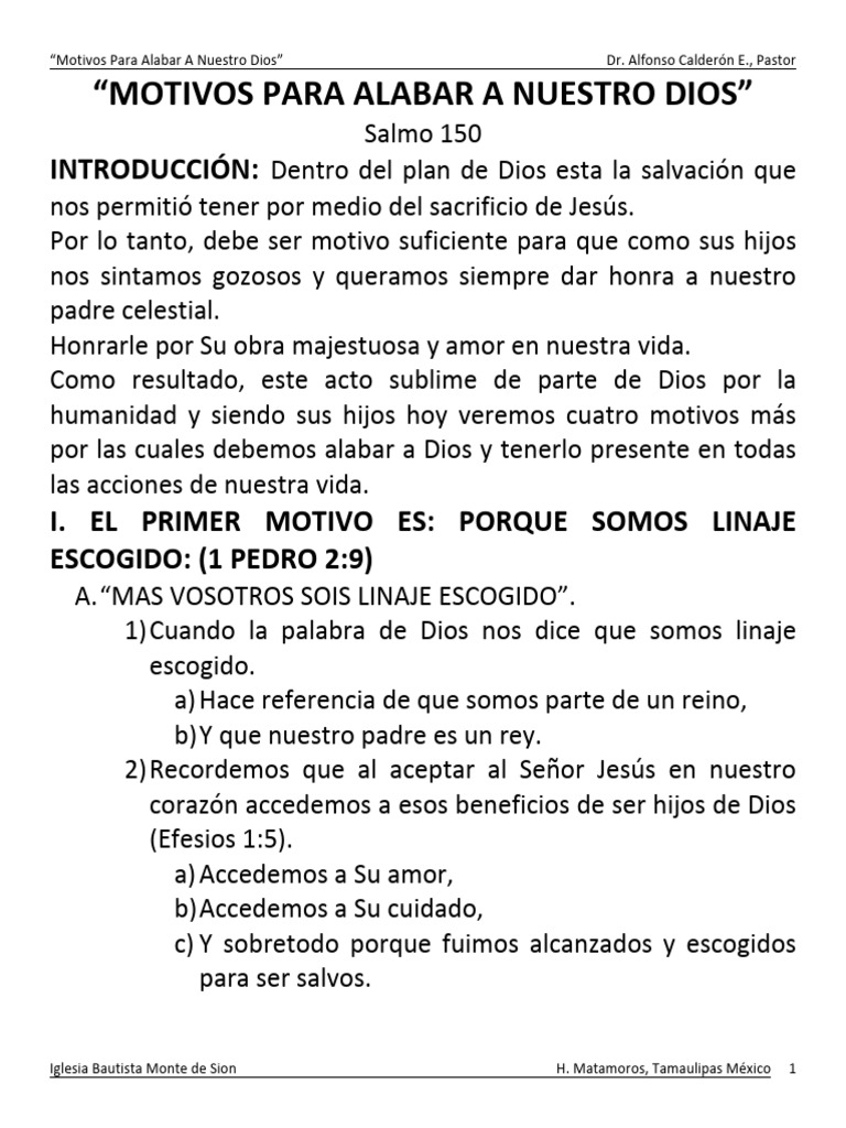 Motivos para Alabar A Nuestro Dios | PDF | Sacerdote | Cristo (título)