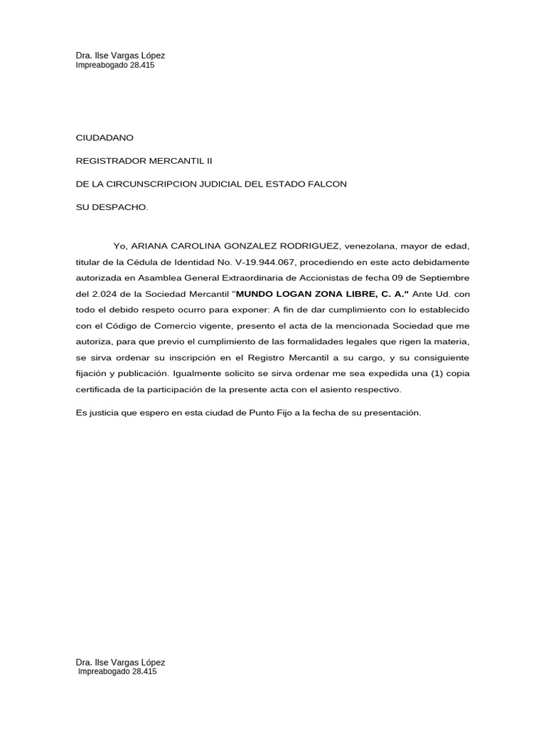 Carta de Liquidador Mundo Logan | PDF | Documento de identidad