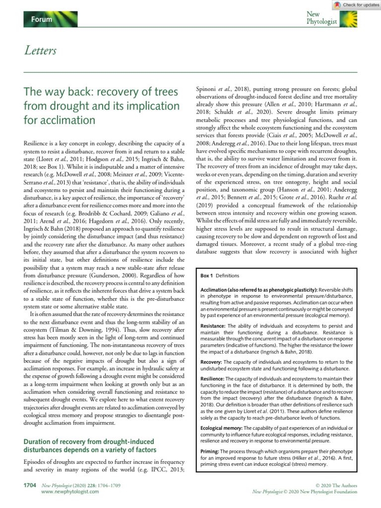 Tree Recovery from Drought Explained | PDF | Ecological Resilience ...