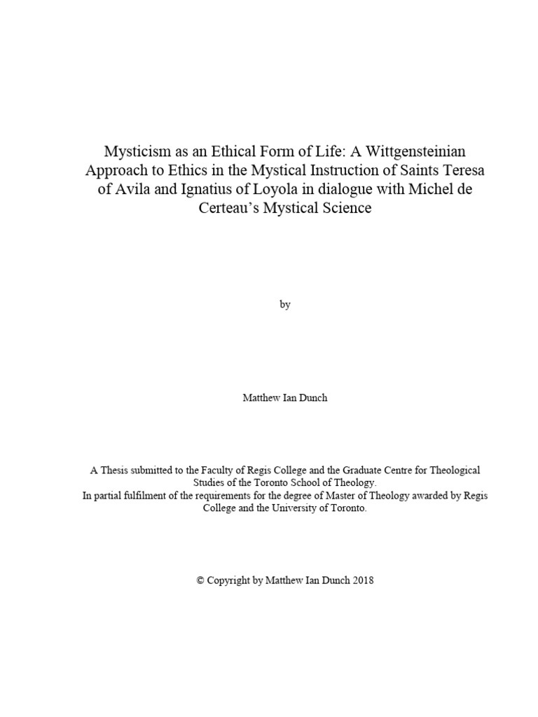 Dunch Matthew 201811 ThM | PDF | Mysticism | Ludwig Wittgenstein