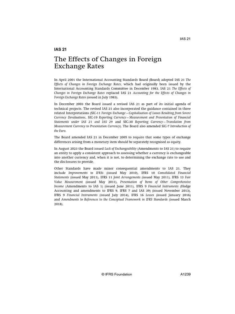 IAS 21: Foreign Exchange Rate Effects | PDF | International Financial ...