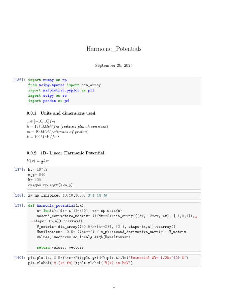 Harmonic_Potentials | PDF | Physical Sciences | Mathematical Physics