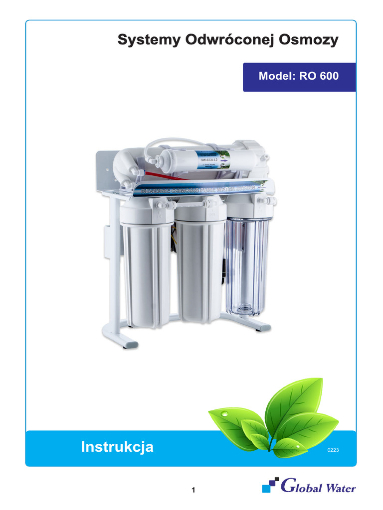 Filtr Wody Osmoza RO 600 Instrukcja 02.23 | PDF