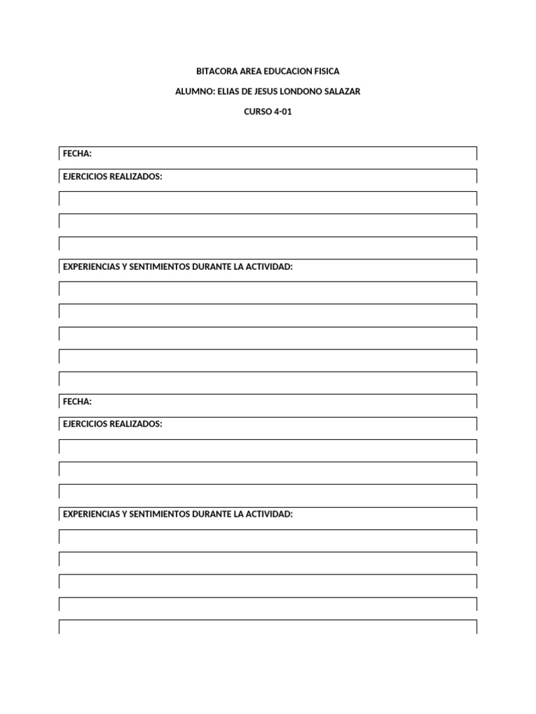 Formato Bitacora | PDF