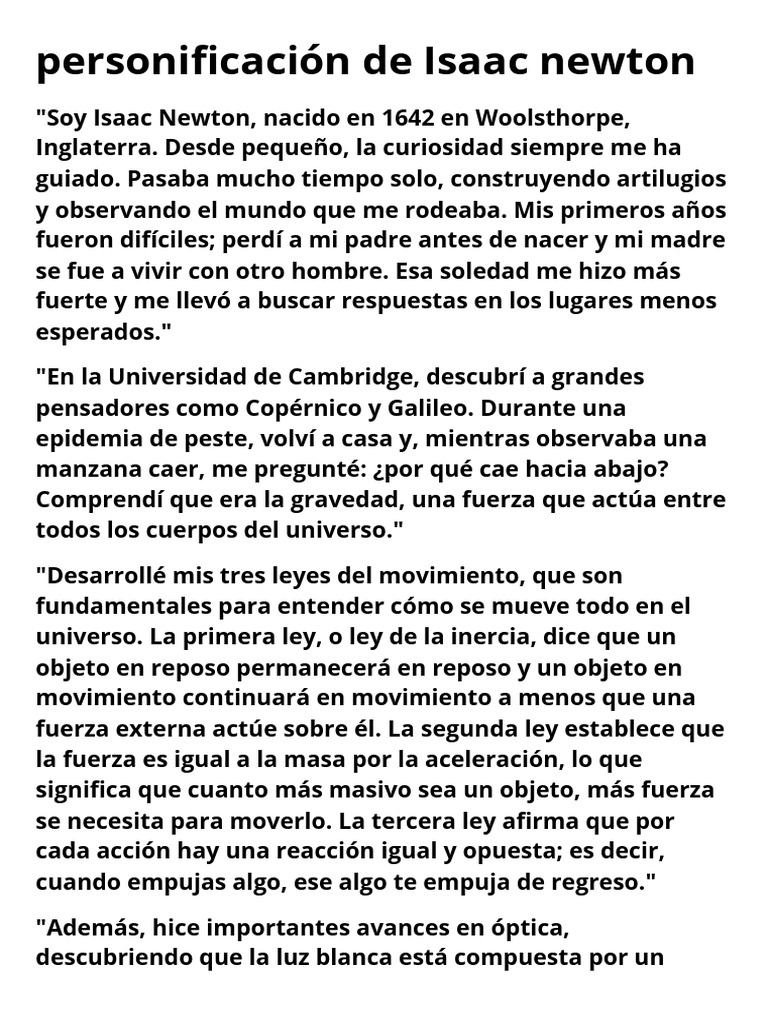 personificación de Isaac newton (1) | PDF
