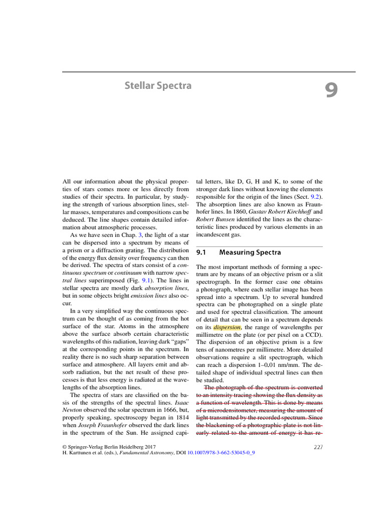 Chapt 9 Stellar Spectr | PDF