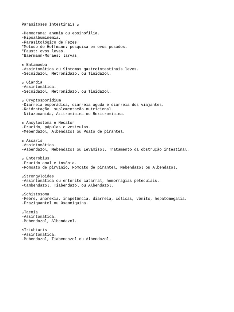 Parasitoses Intestinais ? | PDF