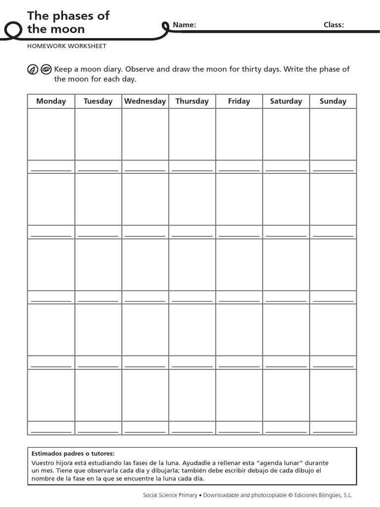 36e01-Social 8 10 World Homework Phases of The Moon | PDF