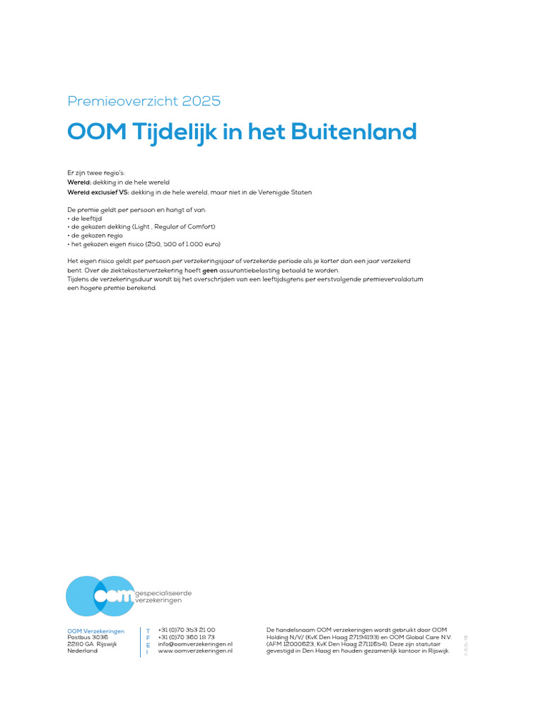 OOM TIB - Premies Ziektekosten | PDF
