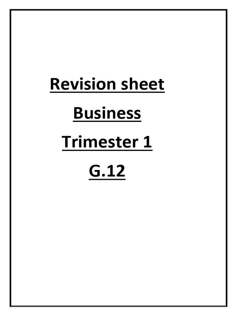 Revision Sheet Business Trimester 1 (Model Answer) | PDF | Profit (Economics) | Prices